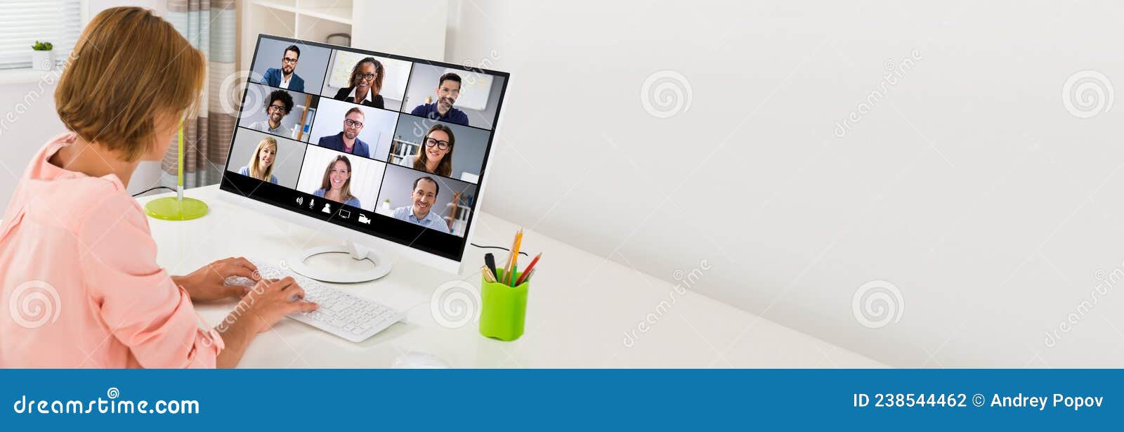 Work from Home Video Conference Call Stock Photo - Image of call ...