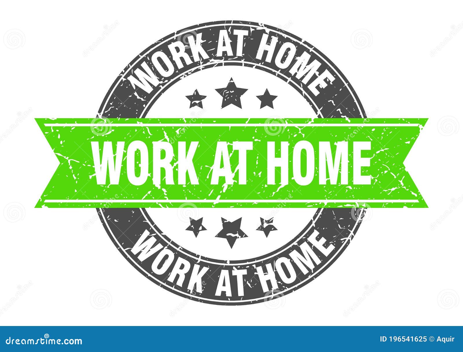 Work at Home Round Stamp with Ribbon. Label Sign Stock Vector ...