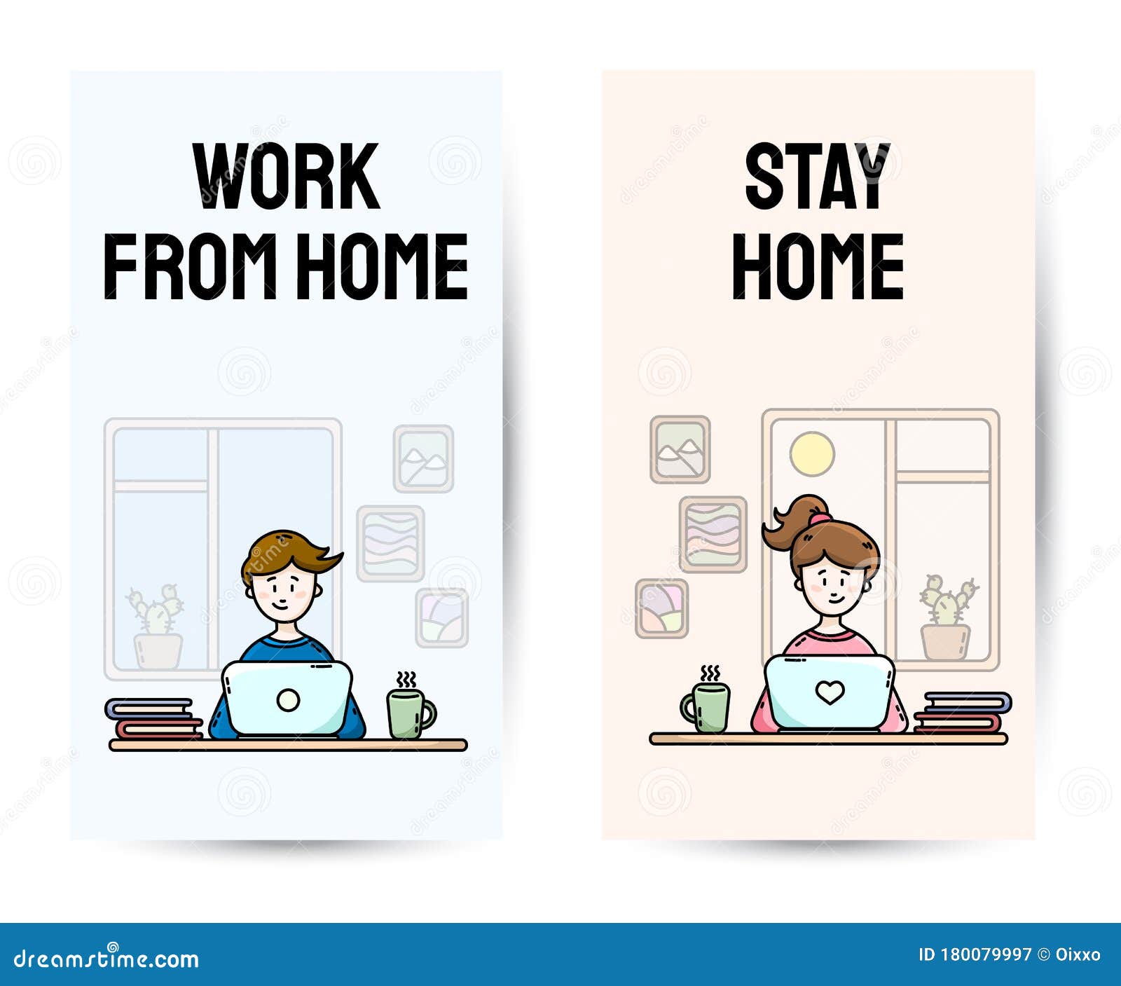 Work from Home Set of Motivational Vertical Banners. Practicing Self ...