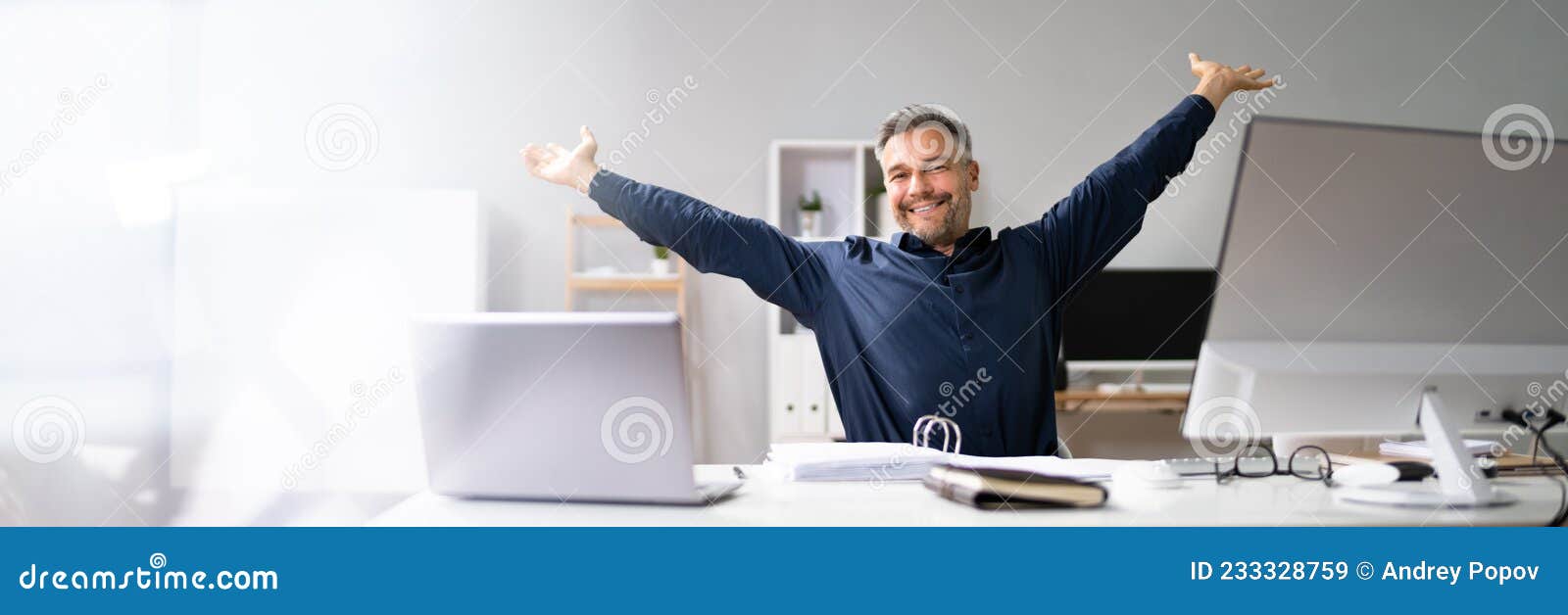 Work from Home Stretch Exercise Stock Image - Image of business ...