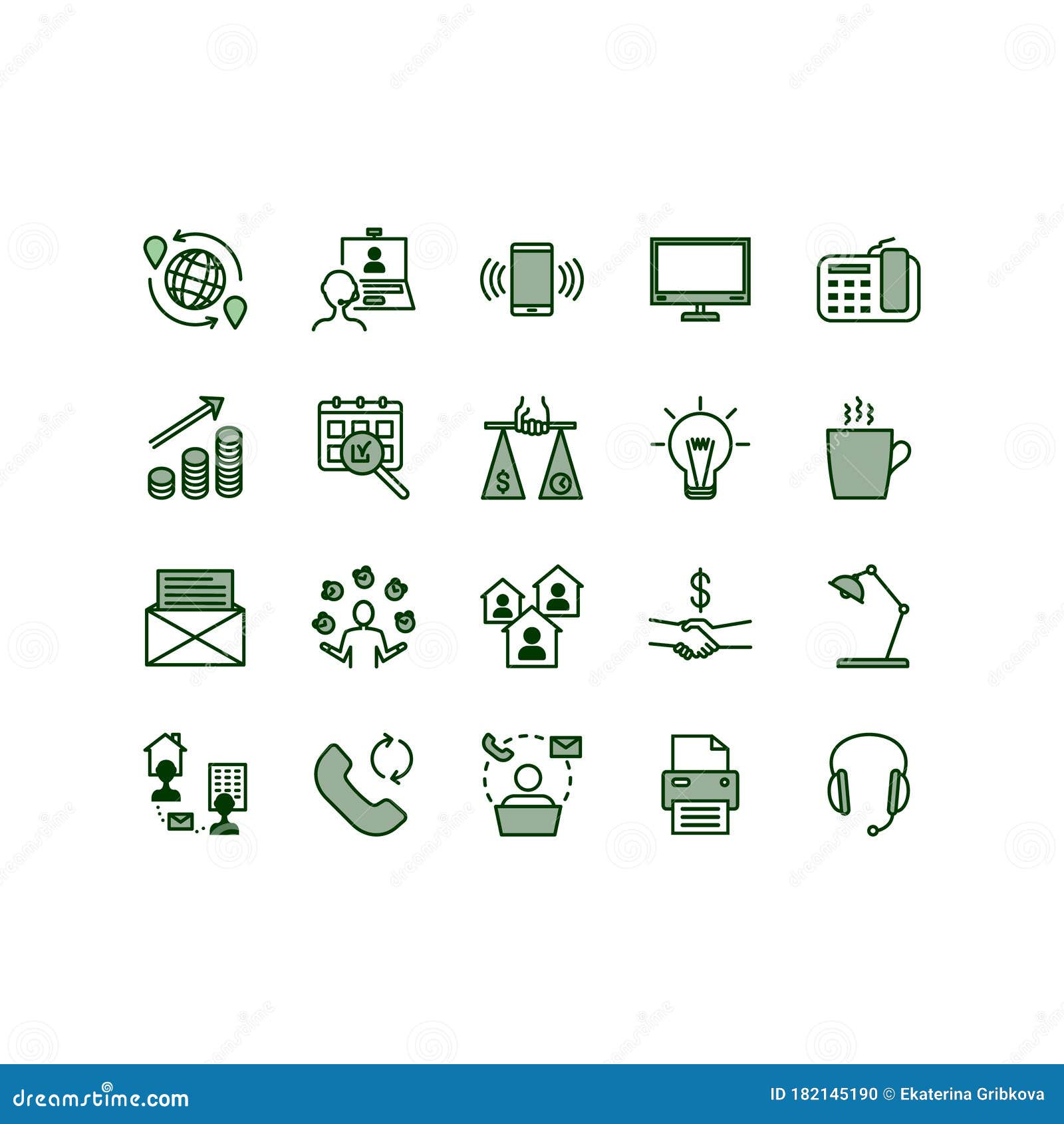 Work at Home, Teleworking Icon Set Stock Vector - Illustration of ...