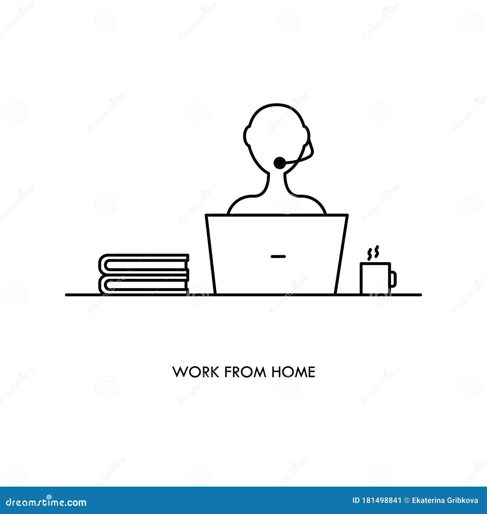 Work at Home, Teleworking Icon Set Stock Vector - Illustration of ...