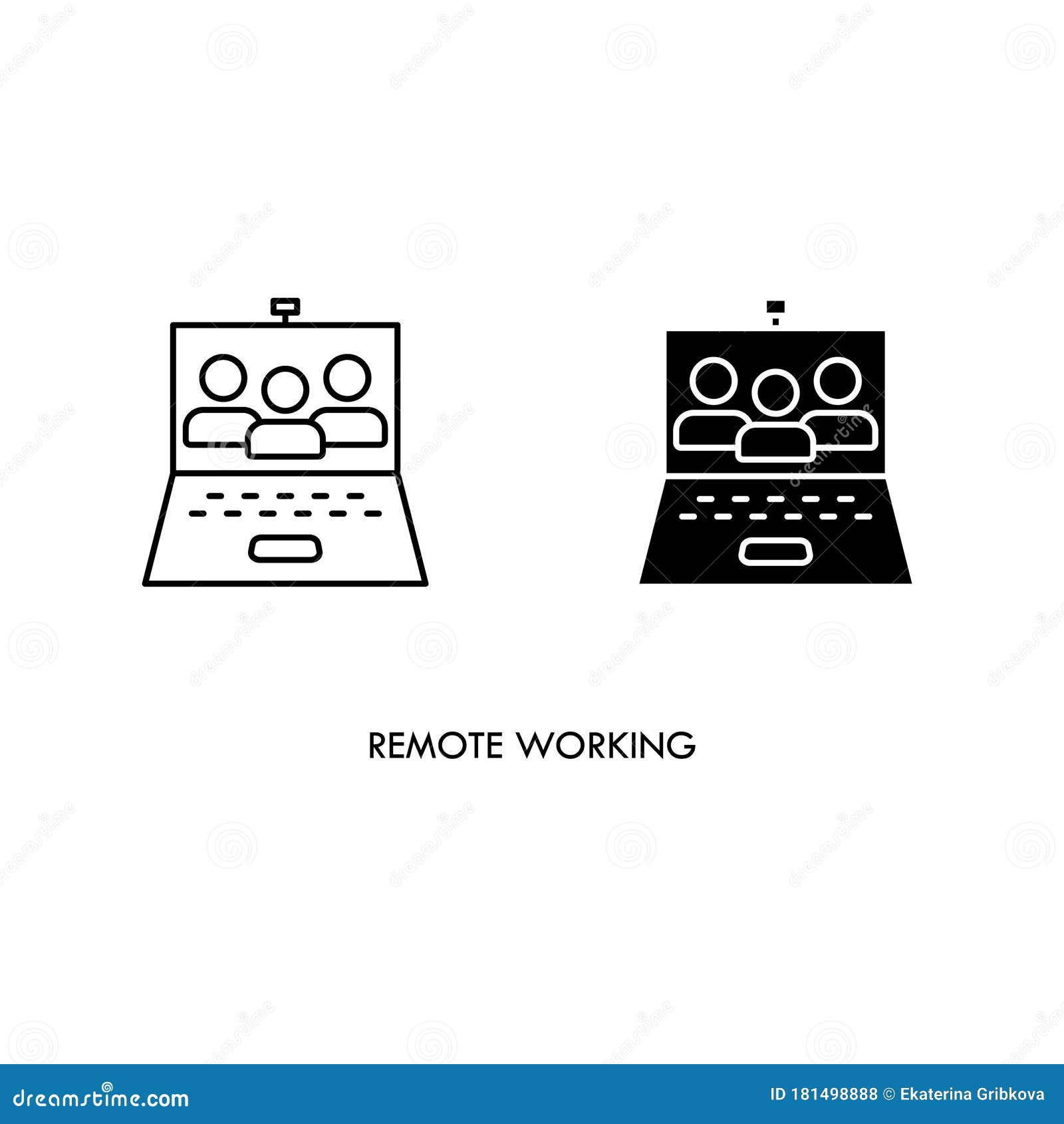 Work at Home, Teleworking Icon Set Stock Vector - Illustration of ...