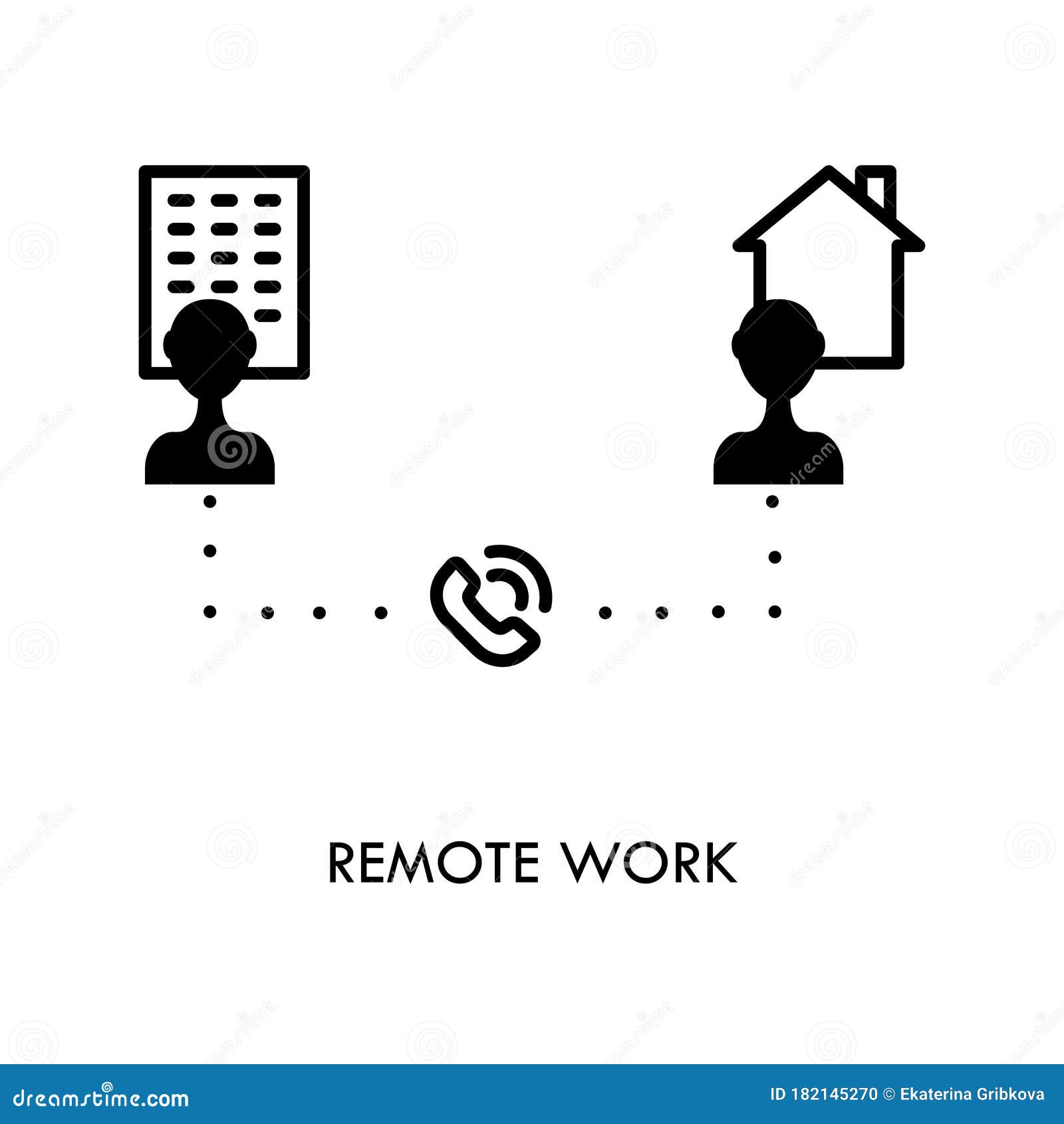 Work at Home, Teleworking Icon Set Stock Vector - Illustration of ...
