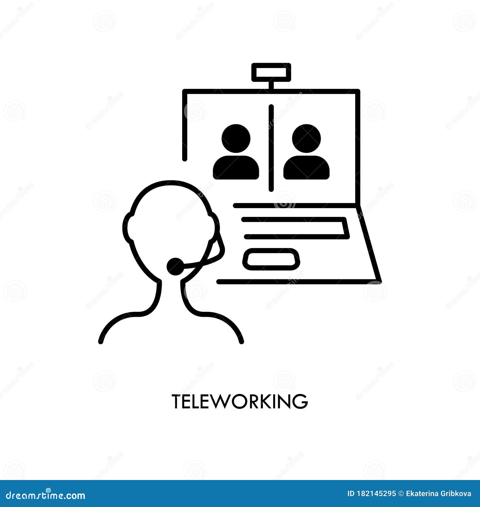 Work at Home, Teleworking Icon Set Stock Vector - Illustration of ...