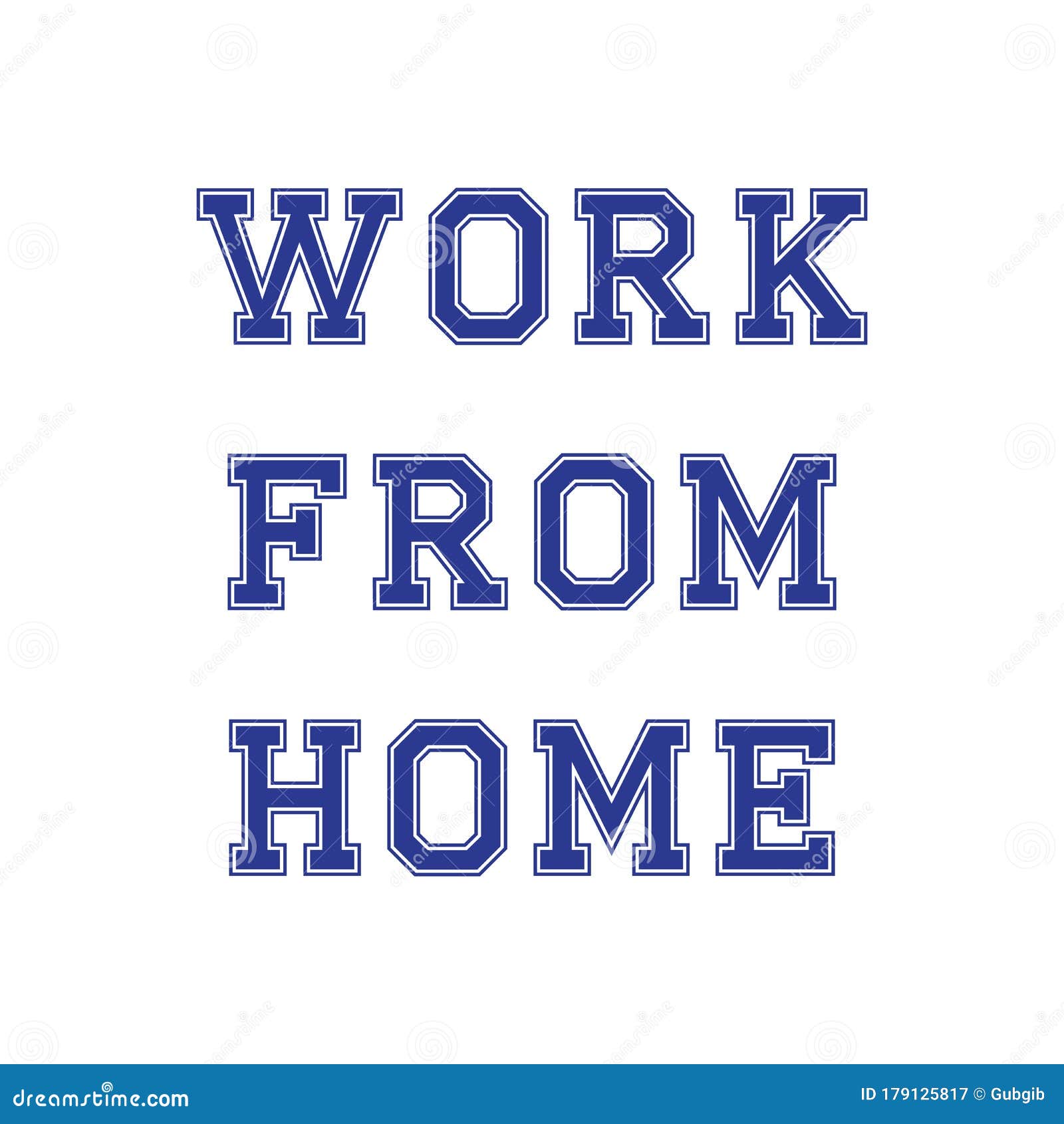 Work from Home Text with Blue Typography Design Elements Stock Vector ...