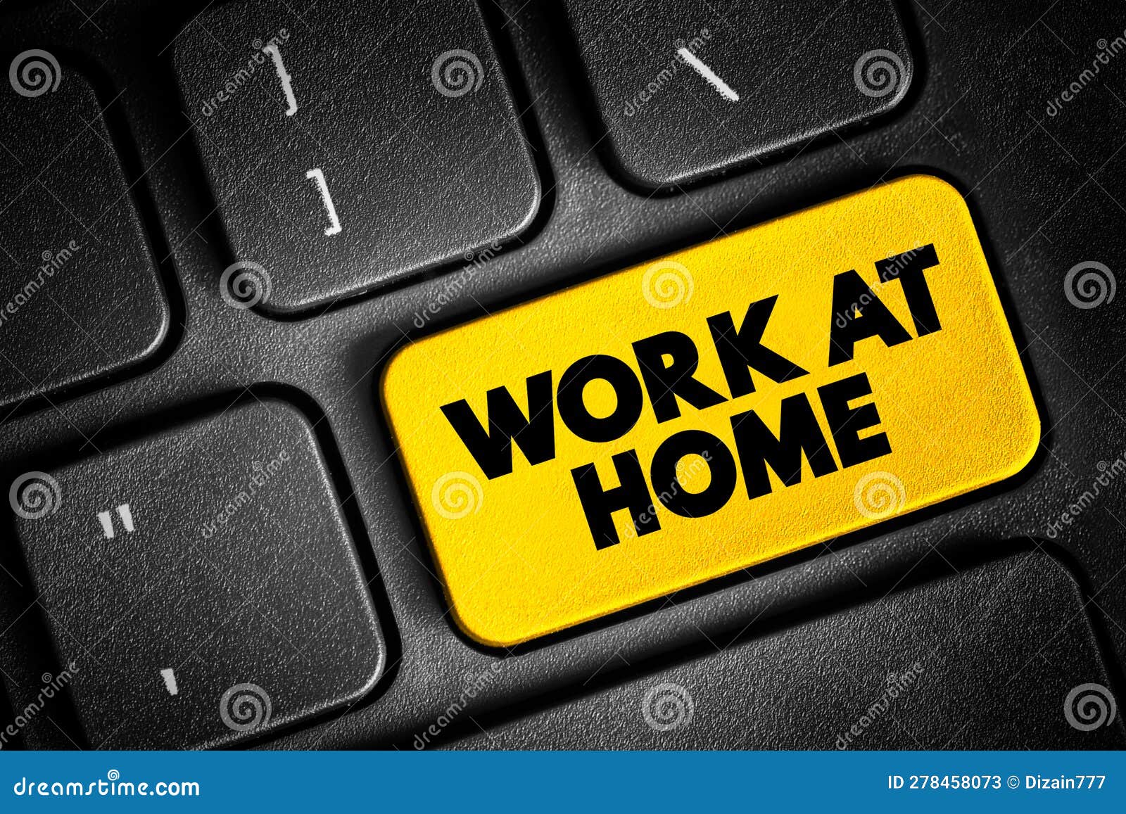 Work at Home Text Button on Keyboard, Concept Background Stock Image ...
