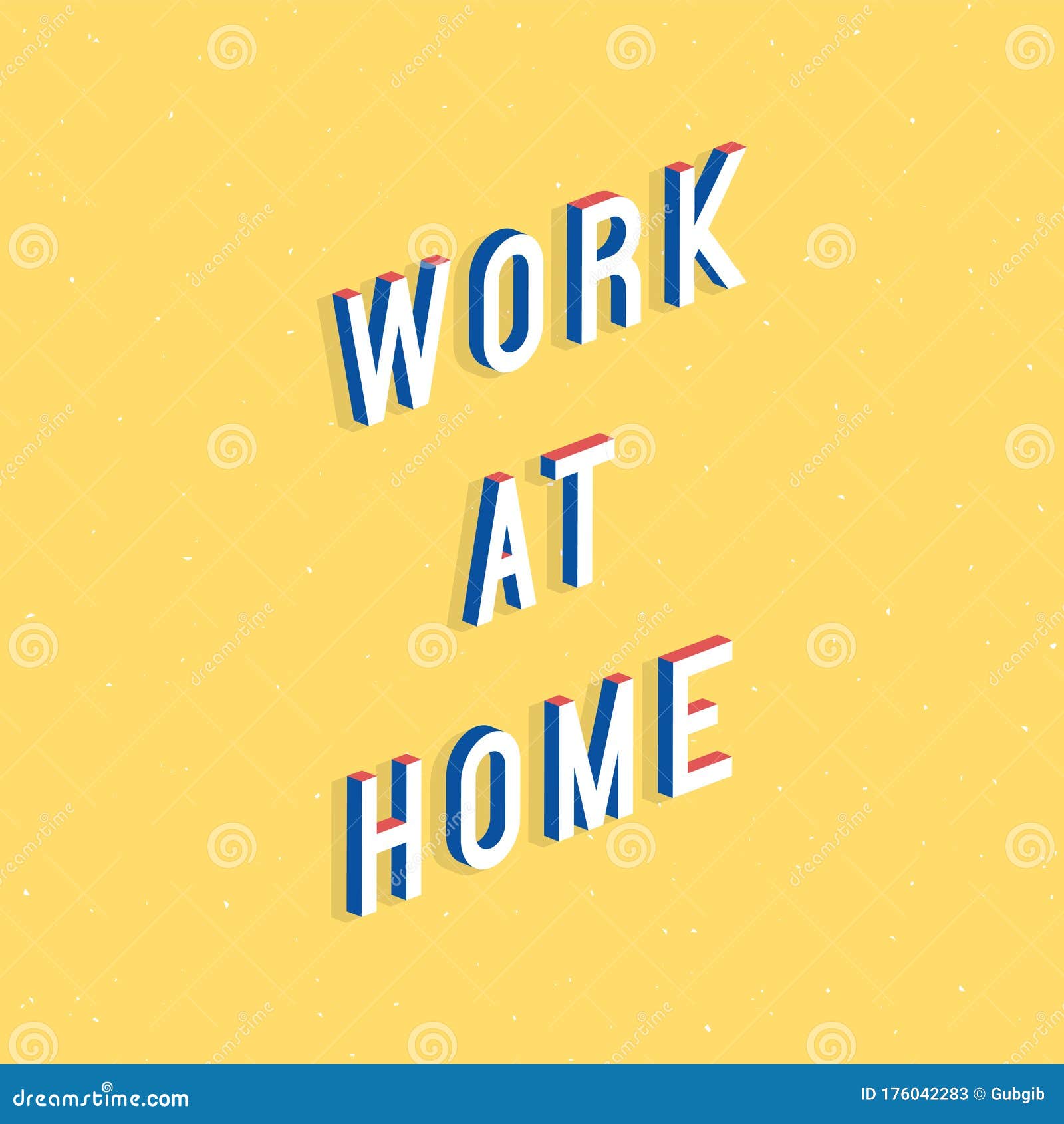 Work at Home Text with 3d Isometric Effect Stock Vector - Illustration ...
