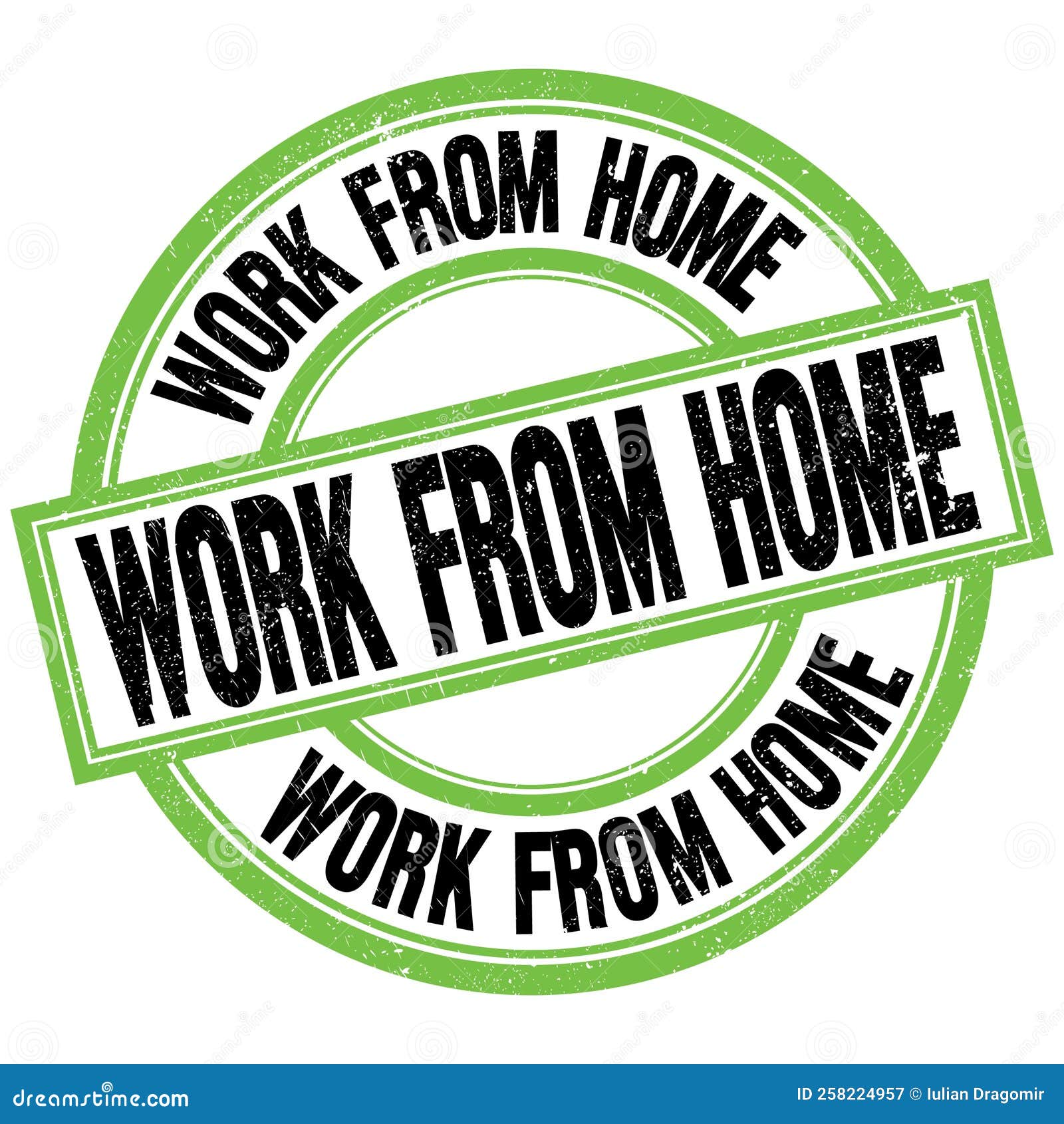 WORK from HOME Text on Green-black Round Stamp Sign Stock Illustration ...