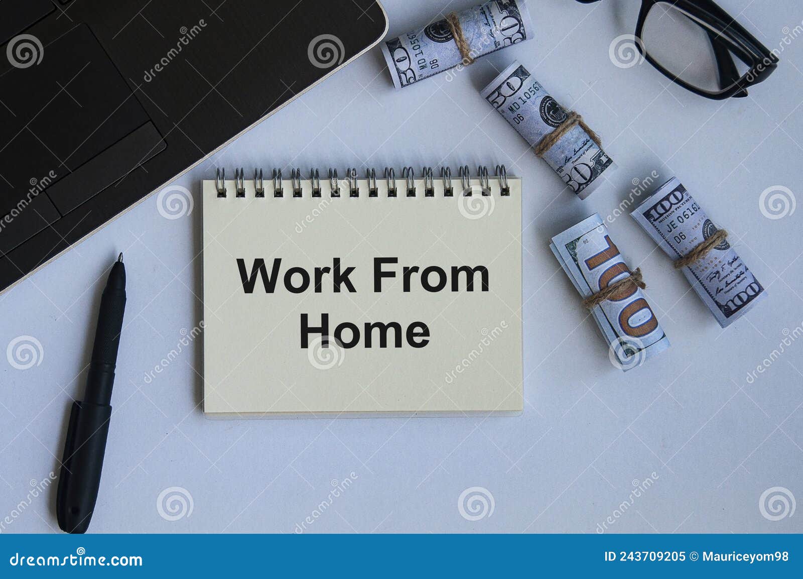 Work from Home Text on Notepad with Business Concept Background ...
