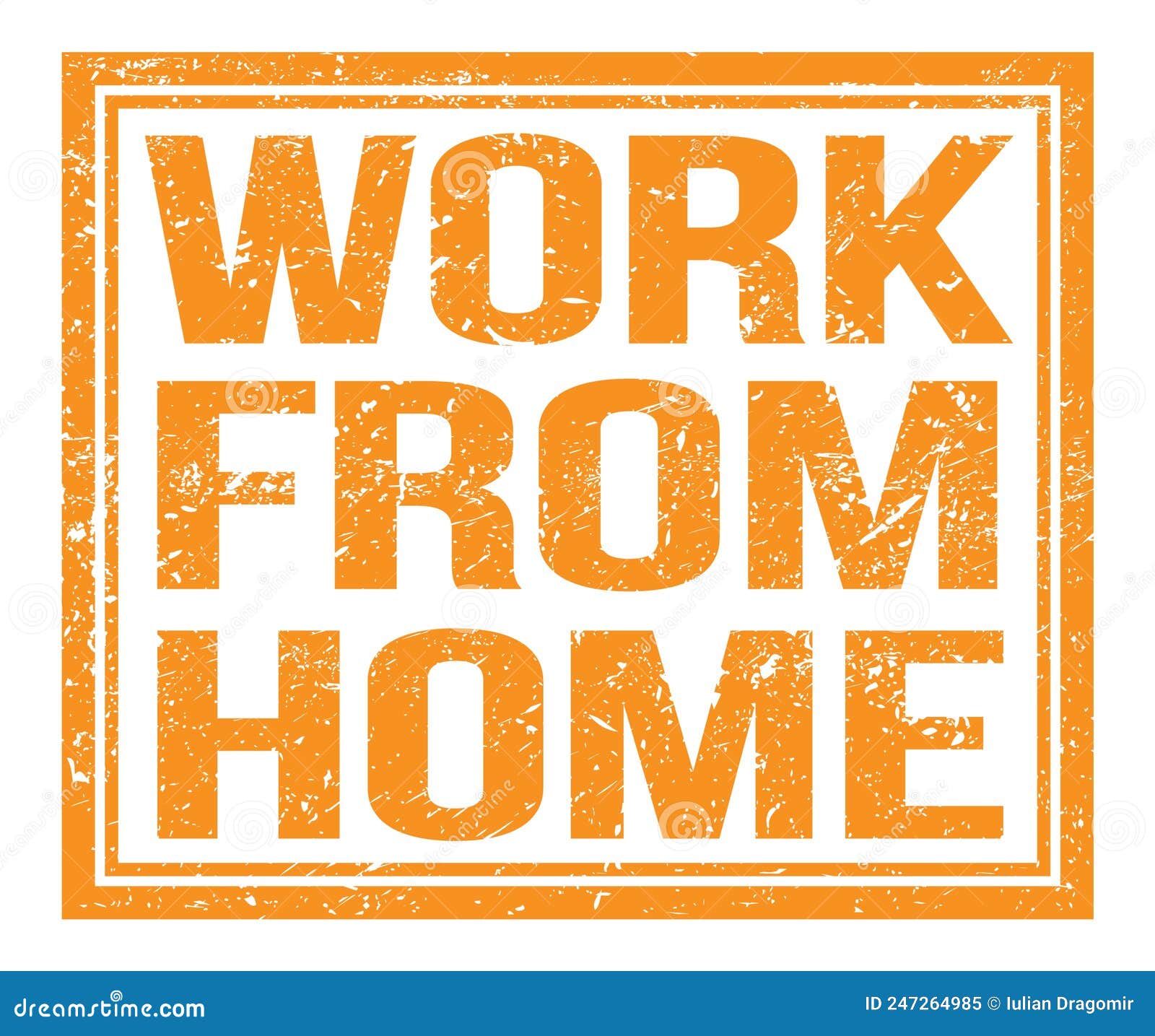 WORK from HOME, Text on Orange Grungy Stamp Sign Stock Illustration ...