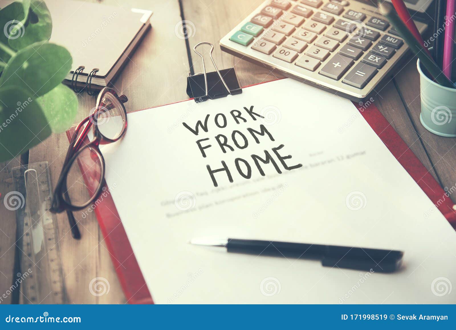 Work from Home Text on Page Stock Image - Image of memo, notepad: 171998519
