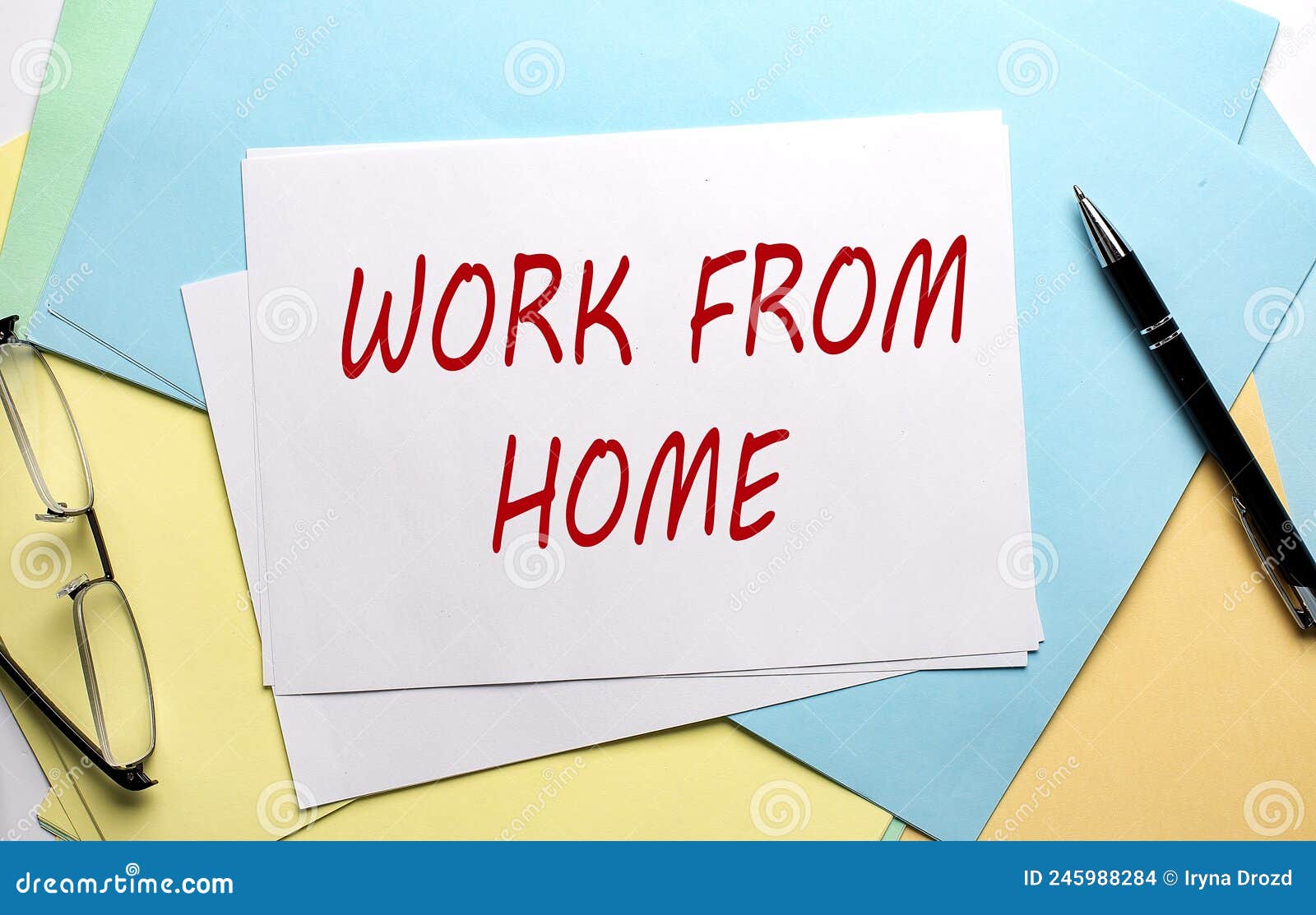WORK from HOME Text on Paper on Colorful Paper Background Stock Photo ...