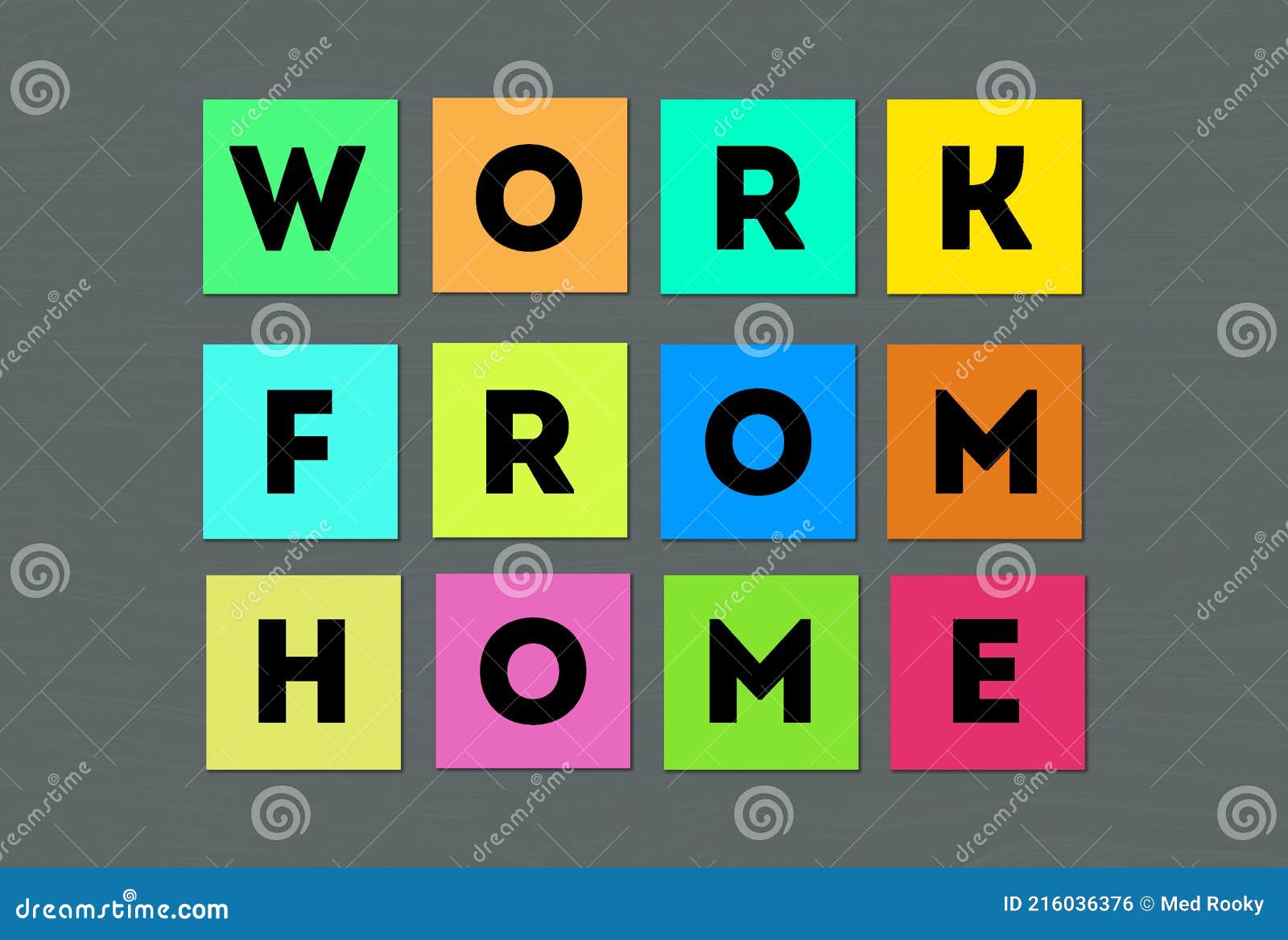Work from Home Text in Paper Note, Colorful Letters Written in Bloke ...