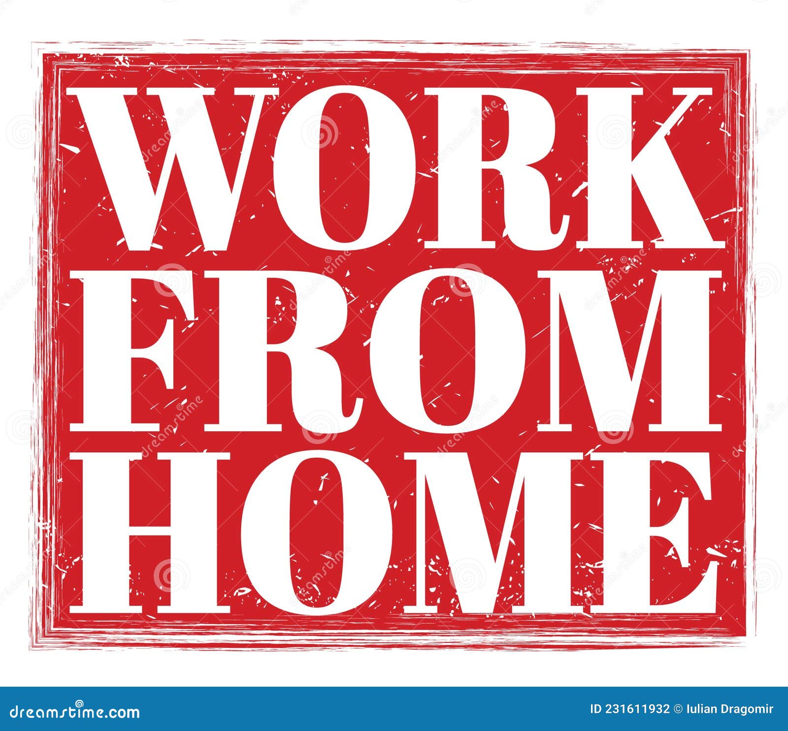 WORK from HOME, Text on Red Stamp Sign Stock Illustration ...