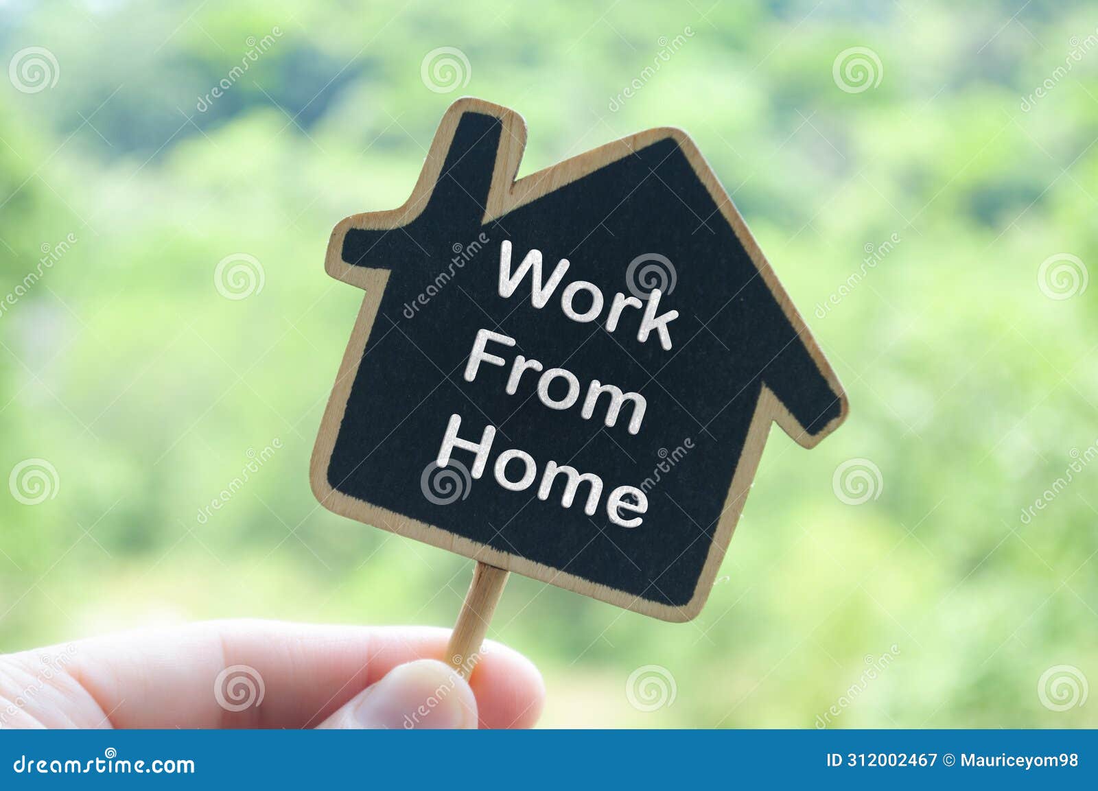 Work from Home Text on Wooden House with Nature Background Stock Image ...