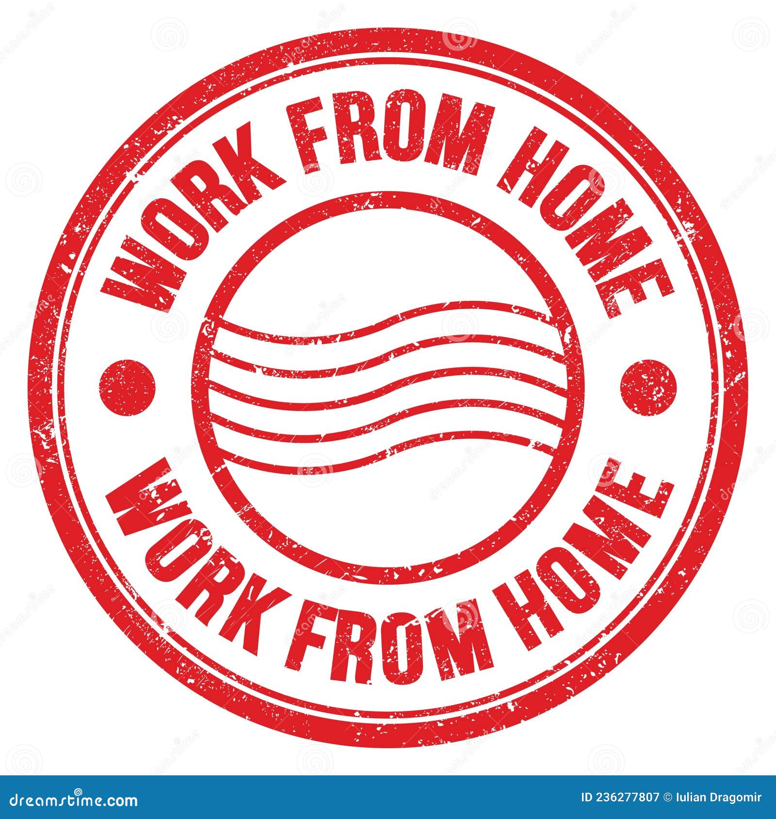 WORK from HOME Text Written on Red Round Postal Stamp Sign Stock ...