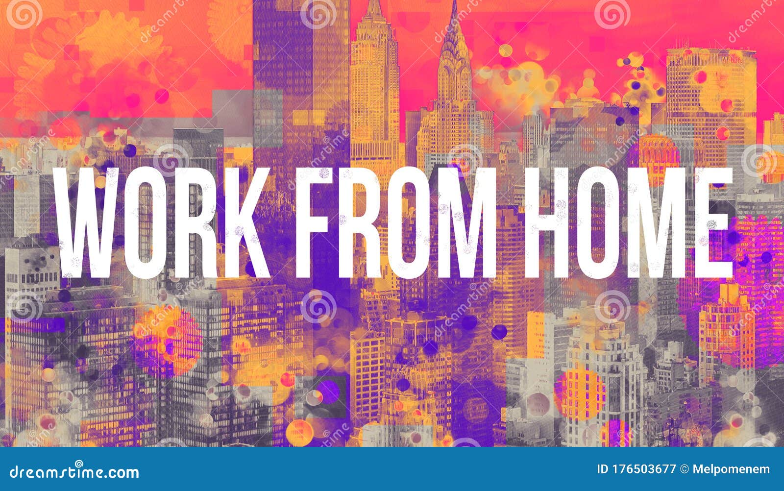 Work from Home Theme with the New York City Skyline Stock Image - Image ...