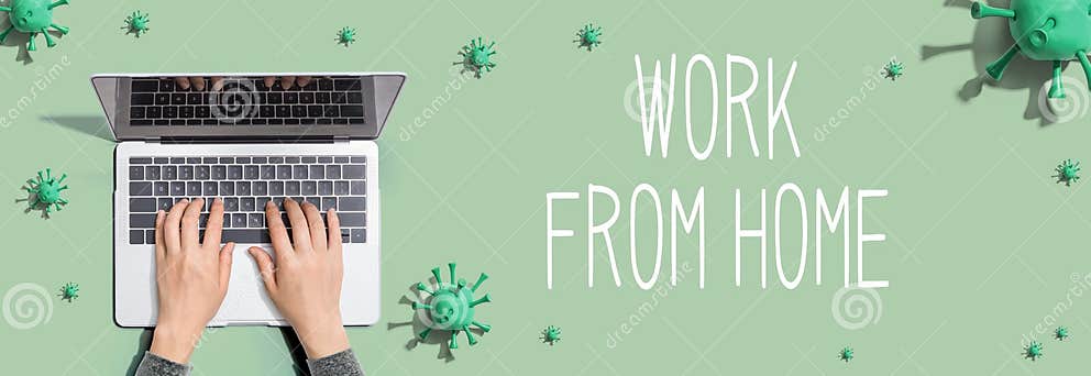 Work from Home Theme with Person Using Laptop Computer Stock Photo ...