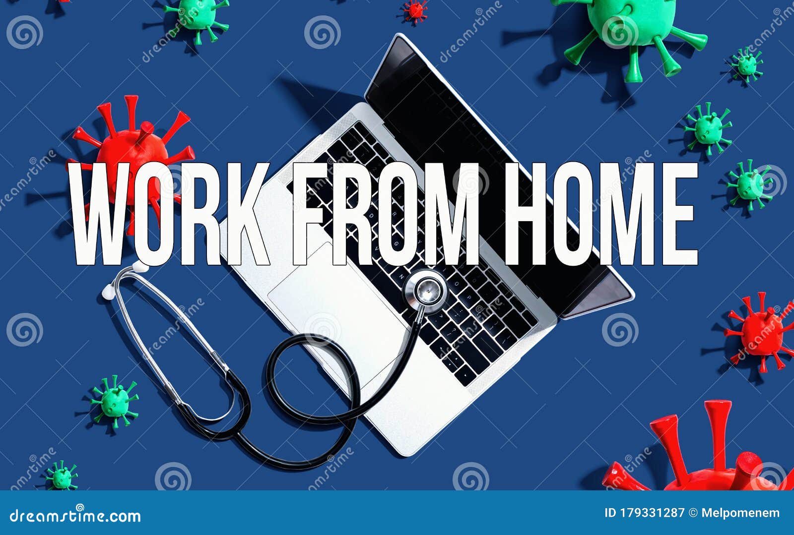 Work from Home Theme with Stethoscope and Laptop Stock Image - Image of ...