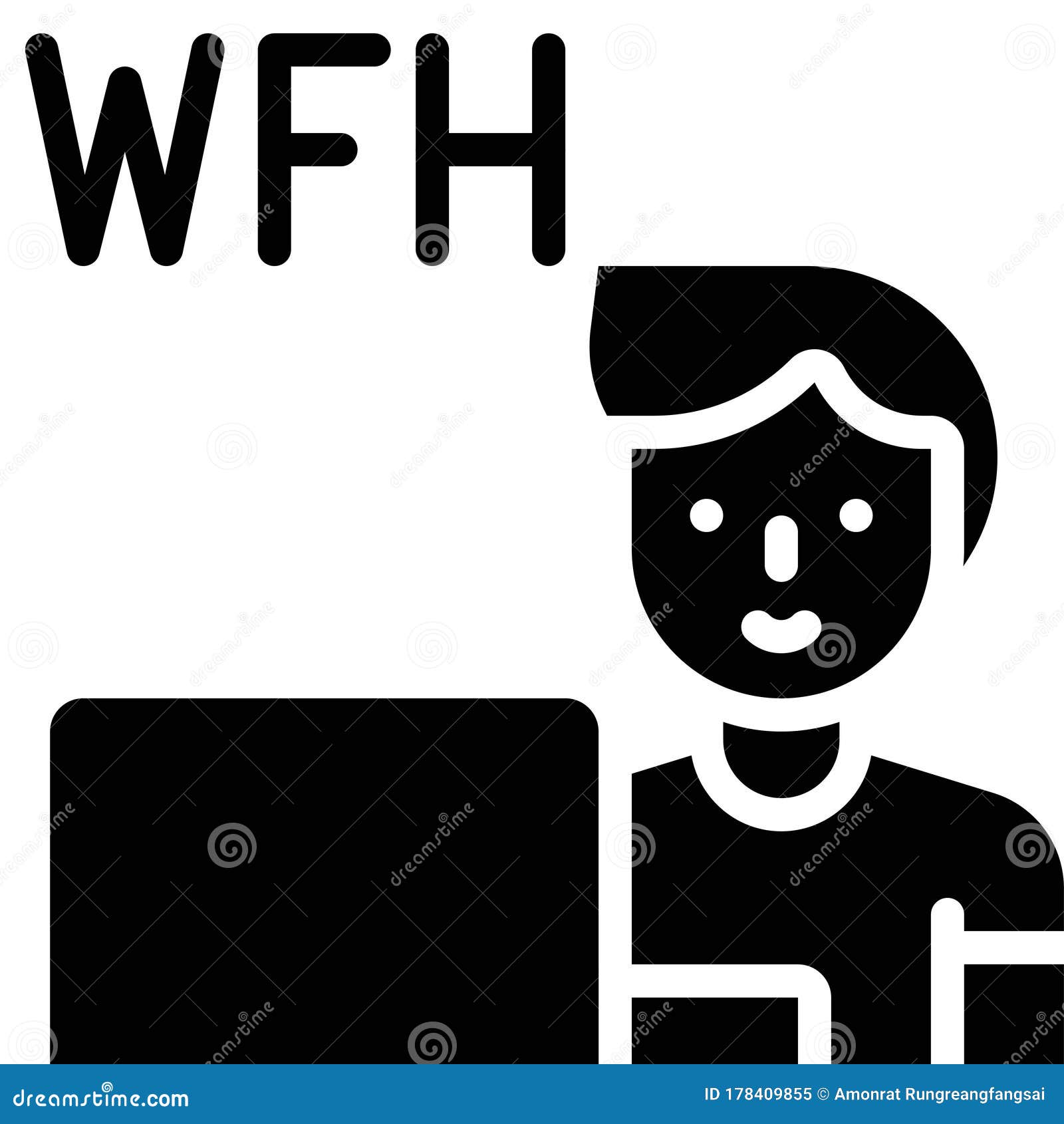 Work from Home Vector Illustration, Solid Style Icon Stock Vector ...