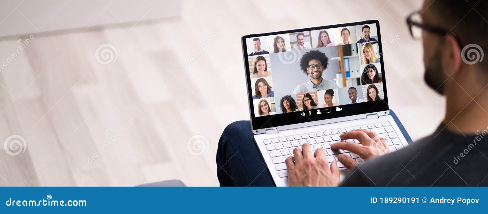 Work from Home Video Conference Call Stock Image - Image of webcam ...