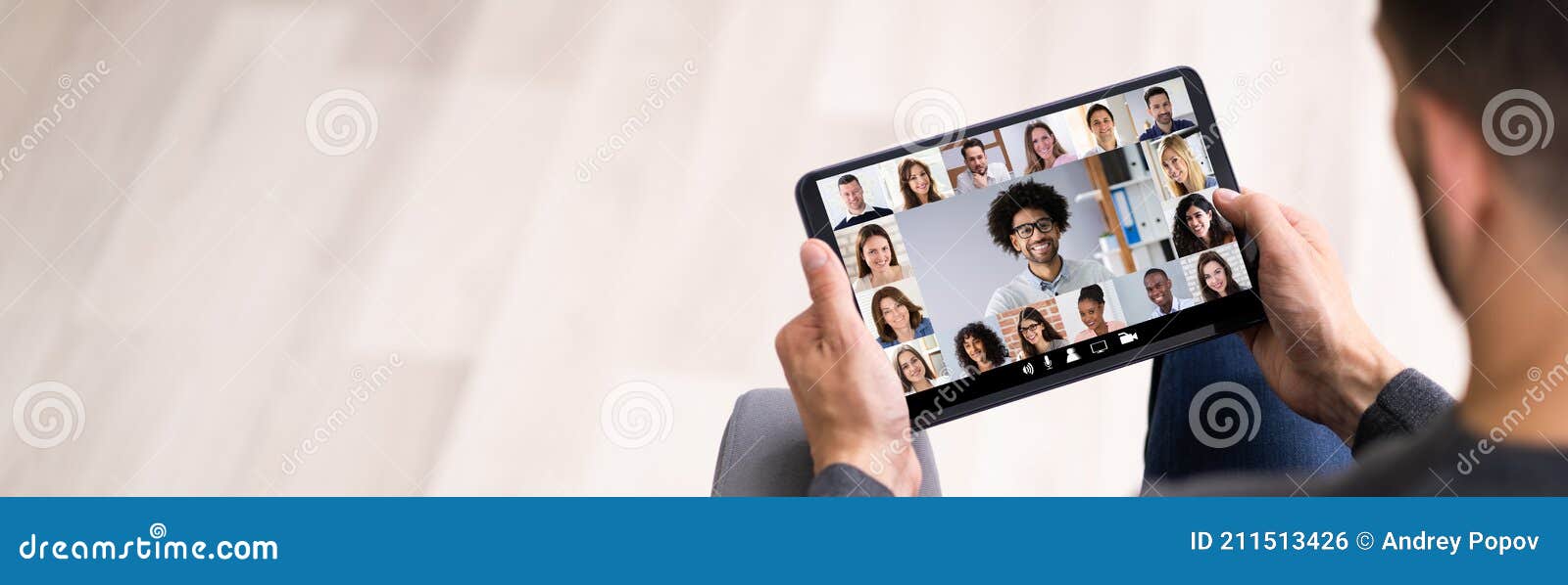 Work from Home Video Conference Call Stock Photo - Image of webcast ...