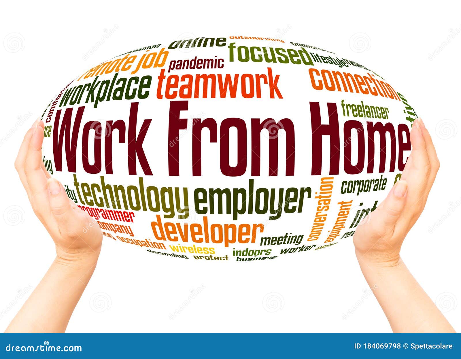 Work from Home Word Hand Sphere Cloud Concept Stock Photo - Image of ...