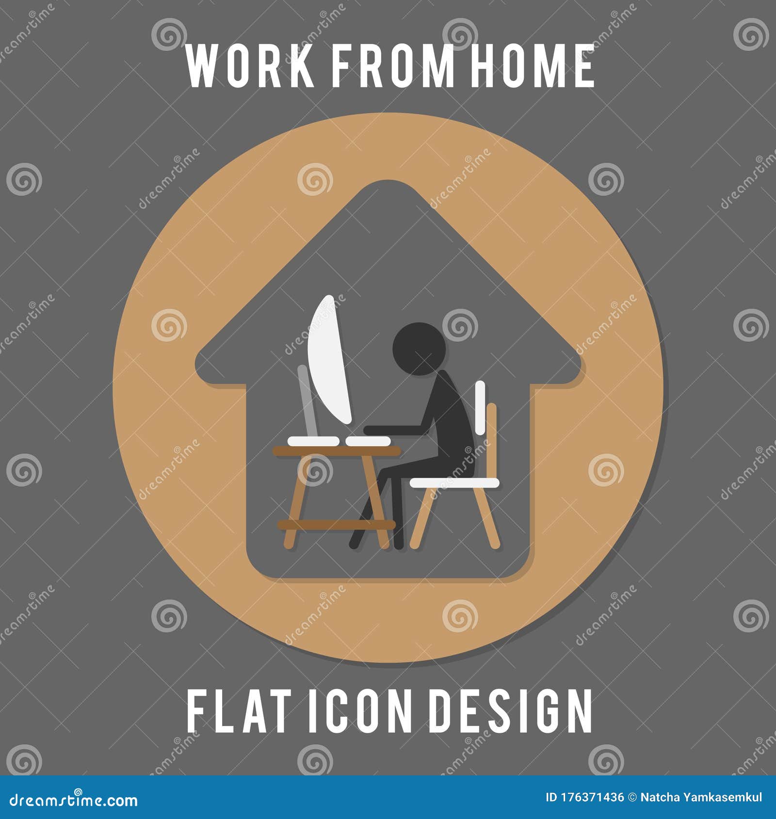 Work from Home. Work at Home. Working Time. Office at Home. Flat Icon ...