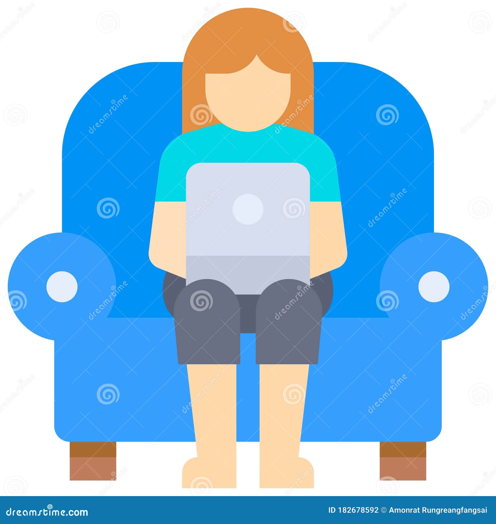 Work from Home, Working on Sofa Vector Stock Vector - Illustration of ...