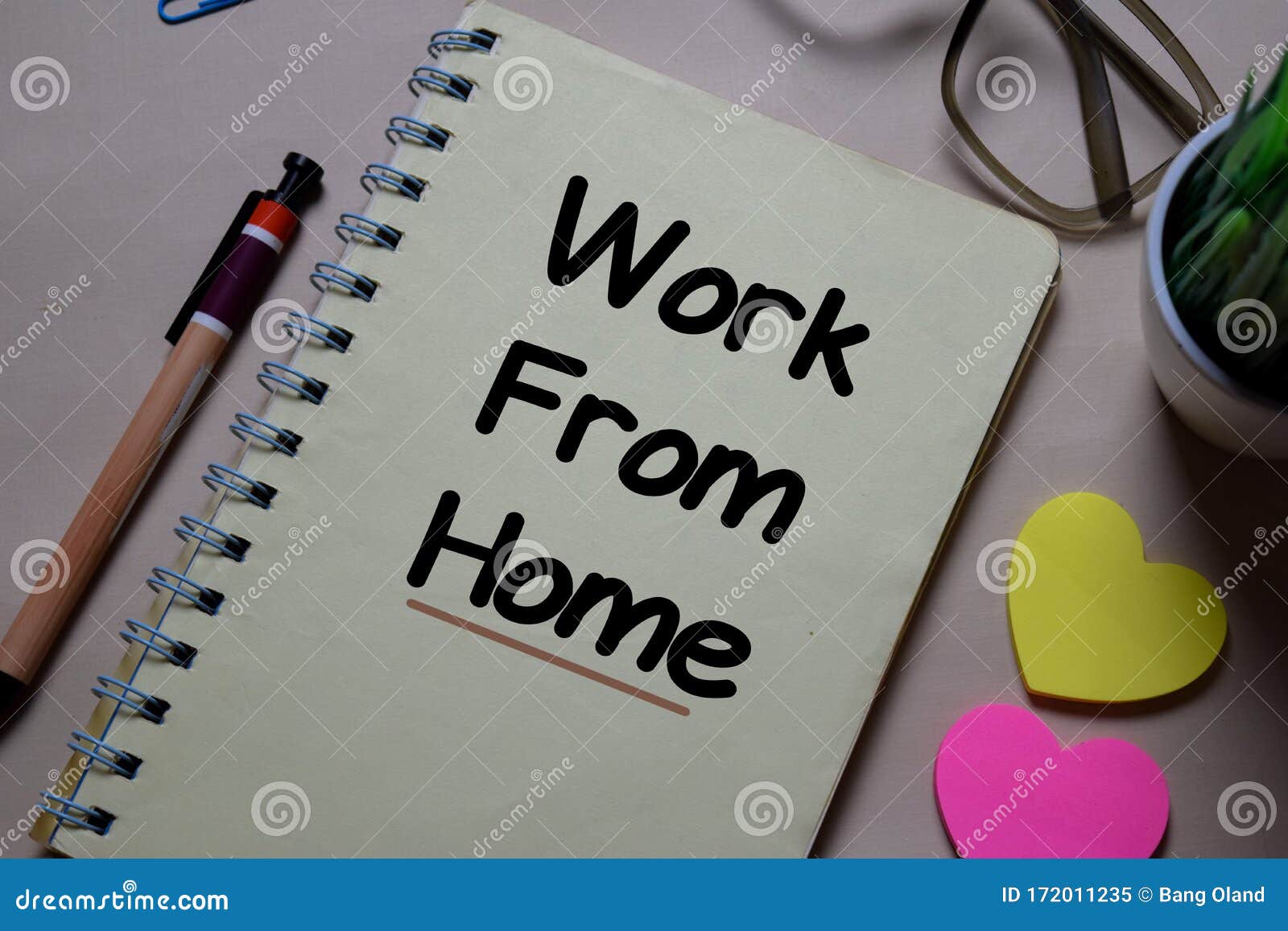 Work from Home Write on a Book Isolated on Office Desk Stock Image ...