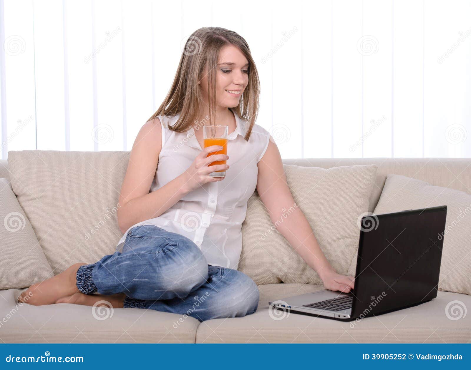 Work at Home stock photo. Image of couch, living, pretty - 39905252