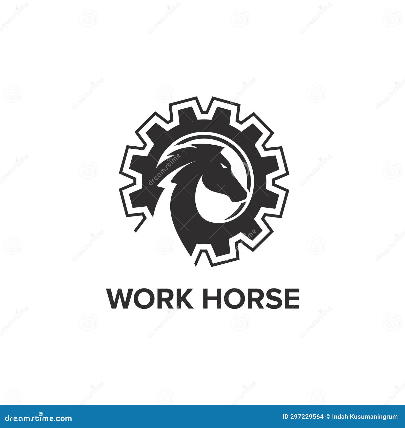 Work Horse Logo with Gears and Electrical Symbols Stock Vector ...
