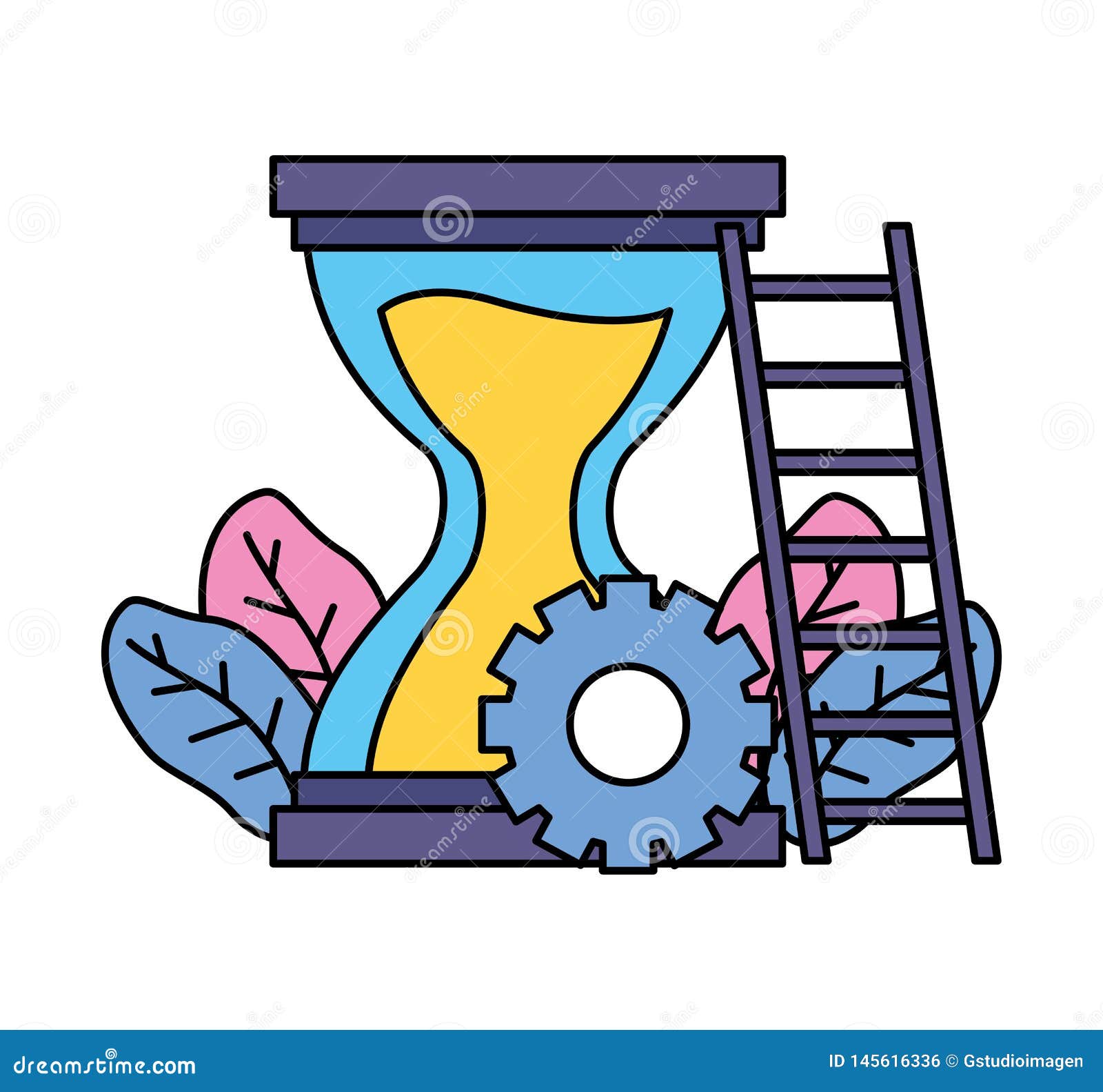 Work Hourglass Clock Stairs Stock Illustration - Illustration of ...