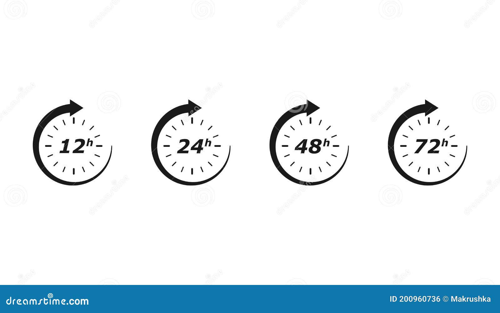 Work Hours with Round Arrow. 12, 24. 48 and 72 Hrs. Clock Time with ...