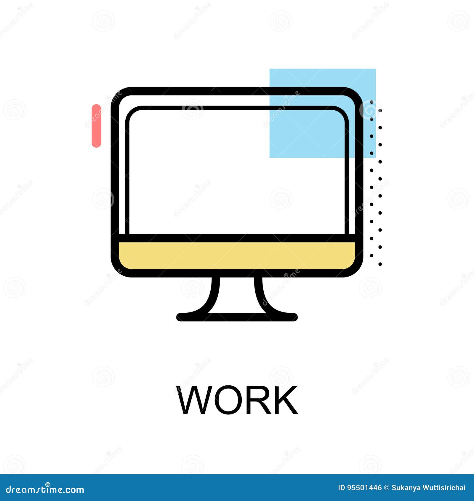 Work Icon with Computer on White Background Illustration Design Stock ...
