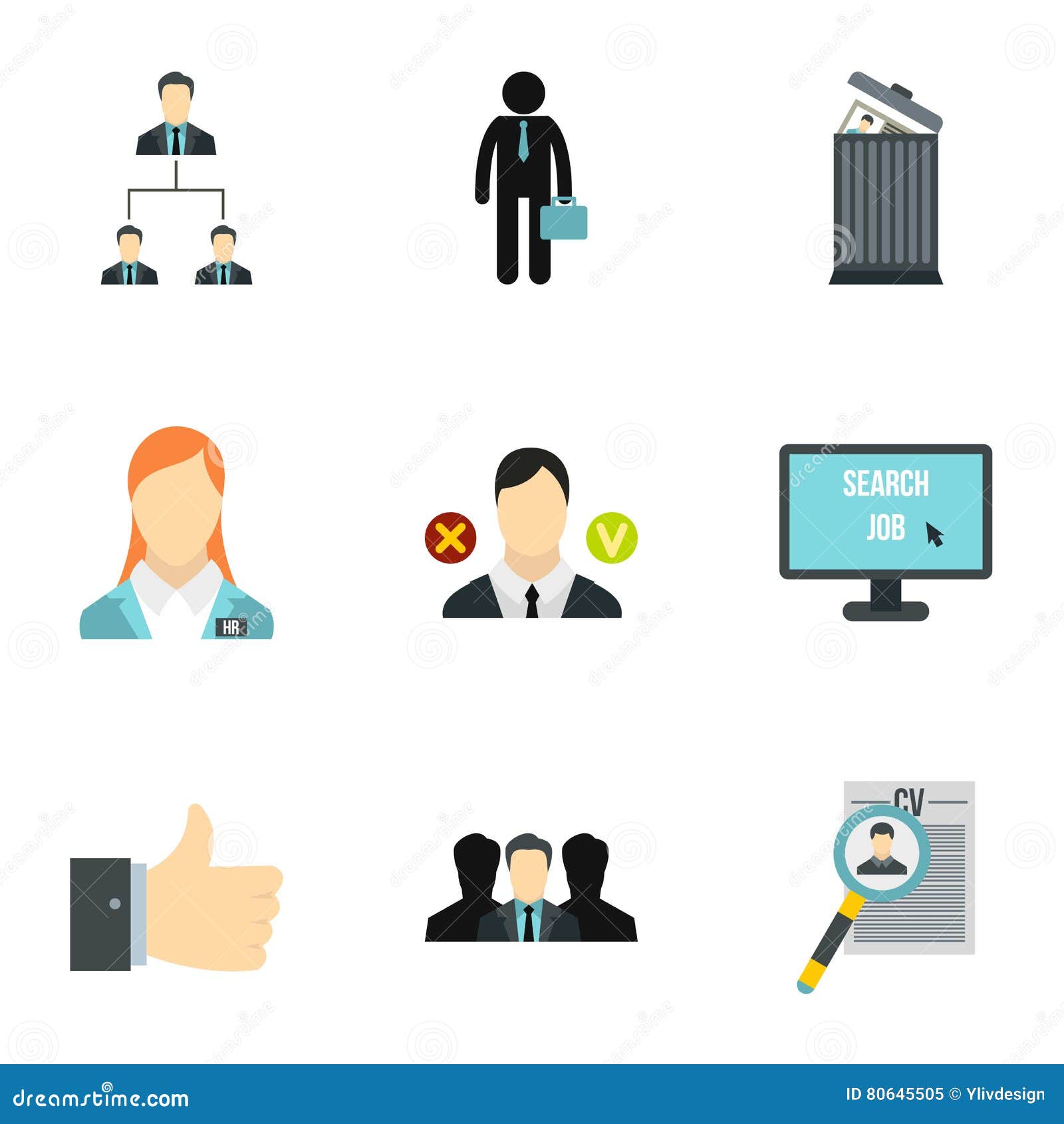 Work icons set, flat style stock vector. Illustration of basket - 80645505