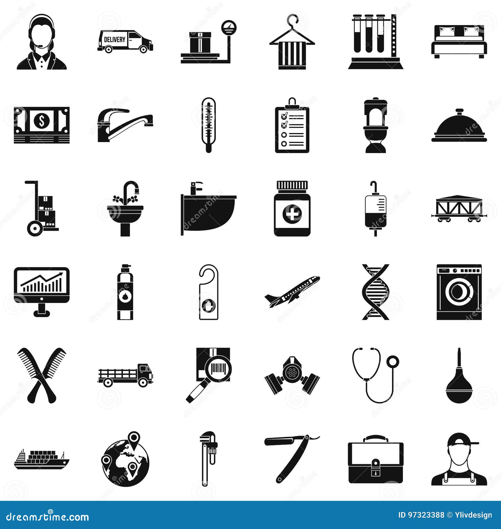Work Icons Set, Simple Style Stock Vector - Illustration of black, sign ...