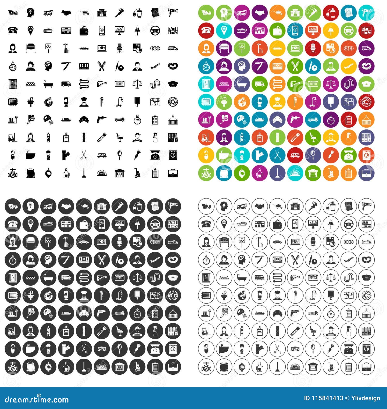 100 Work Icons Set Vector Variant Stock Vector - Illustration of nails ...