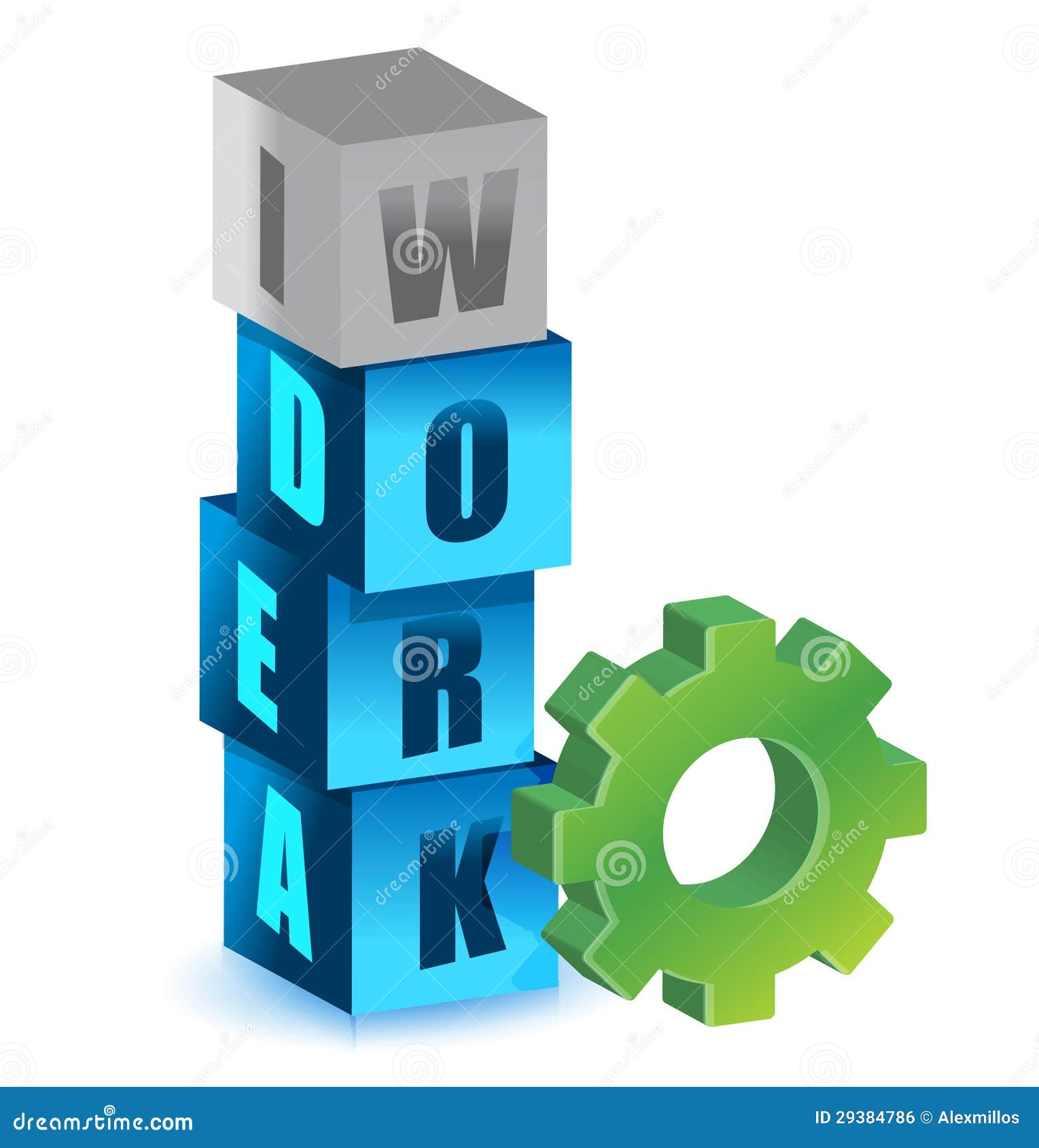 Work and idea gear cubes stock illustration. Illustration of teamwork ...