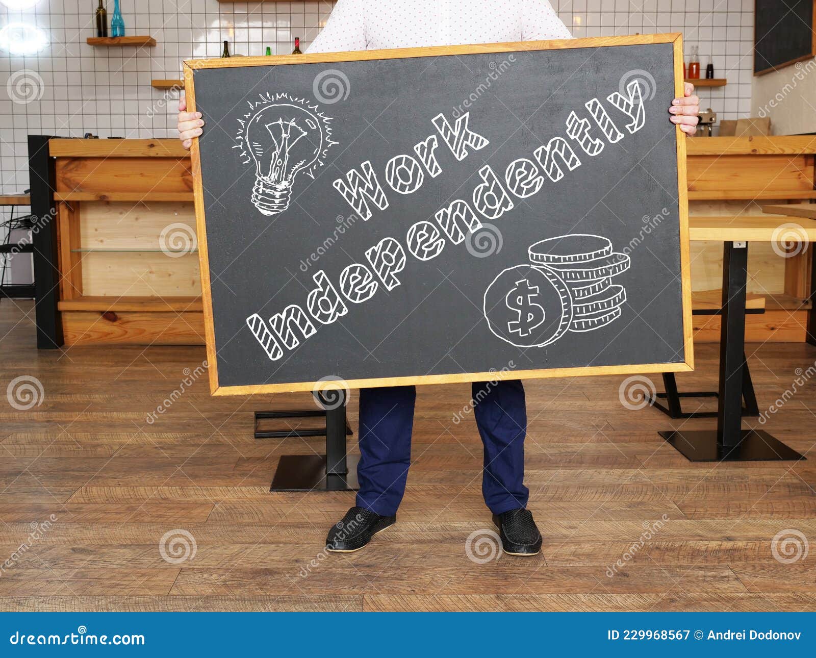 Work Independently is Shown on the Business Photo Using the Text Stock ...