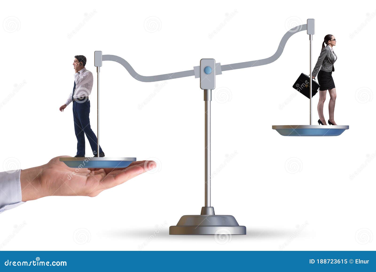 Work Inequality Concept with Man and Woman on Scales Stock Image ...