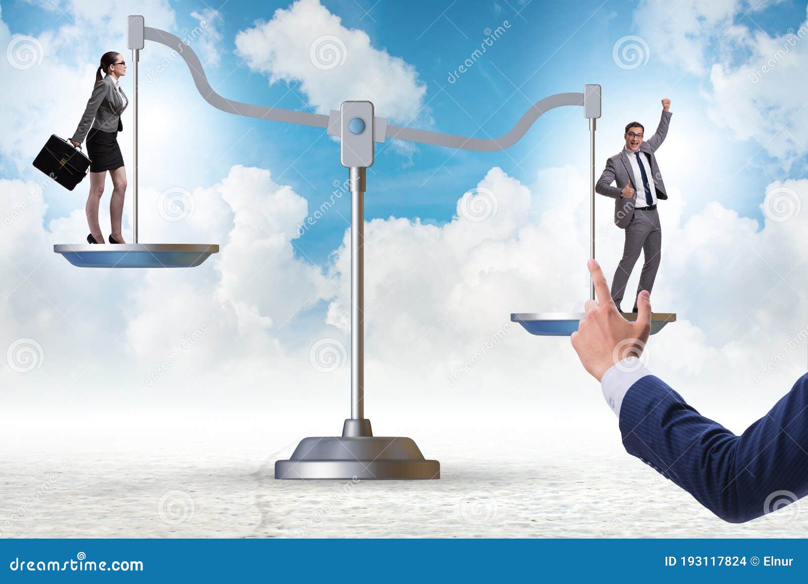 Work Inequality Concept with Man and Woman on Scales Stock Photo ...