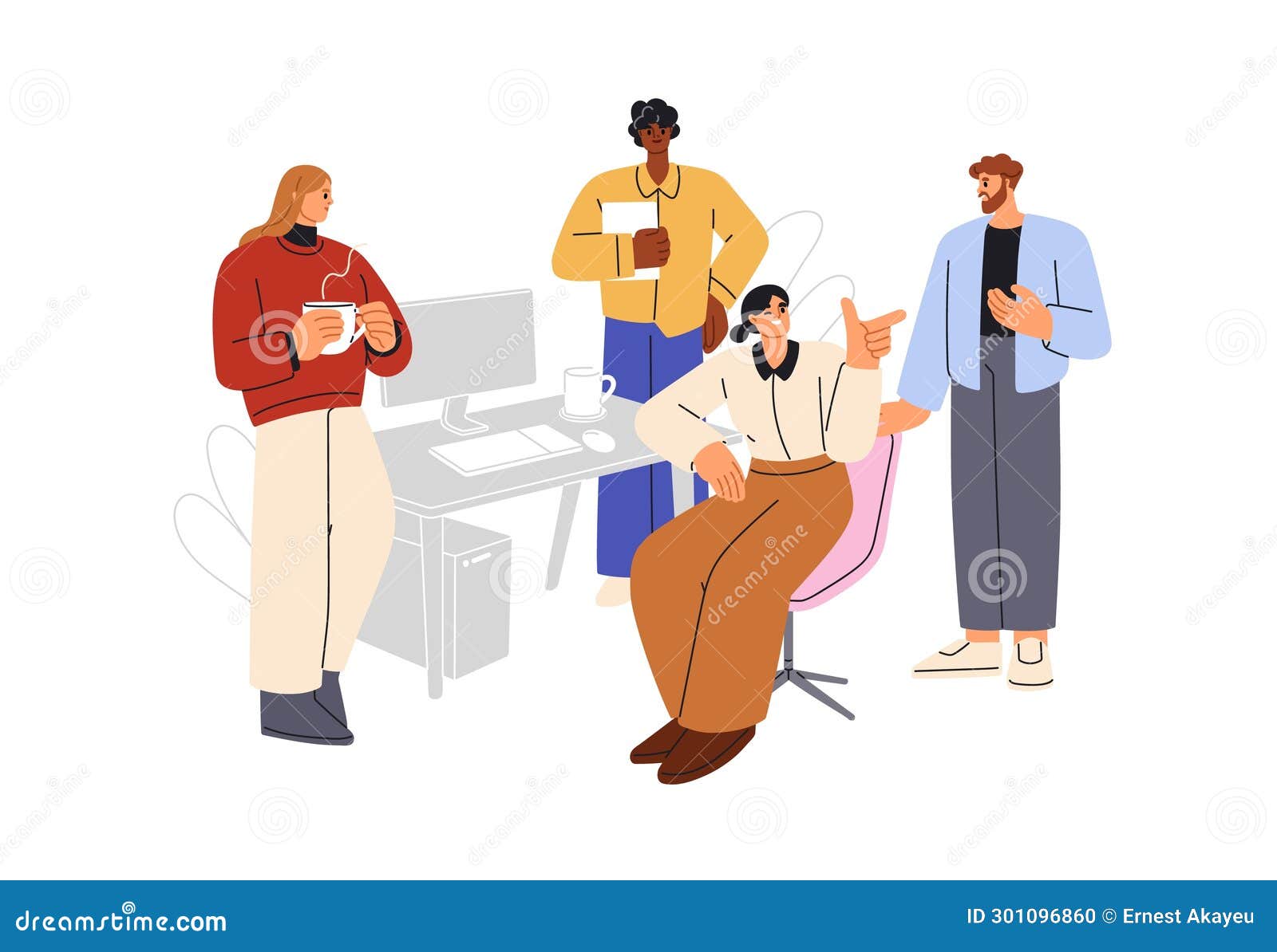 Work and Informal Communication at Workplace. Colleagues Team ...