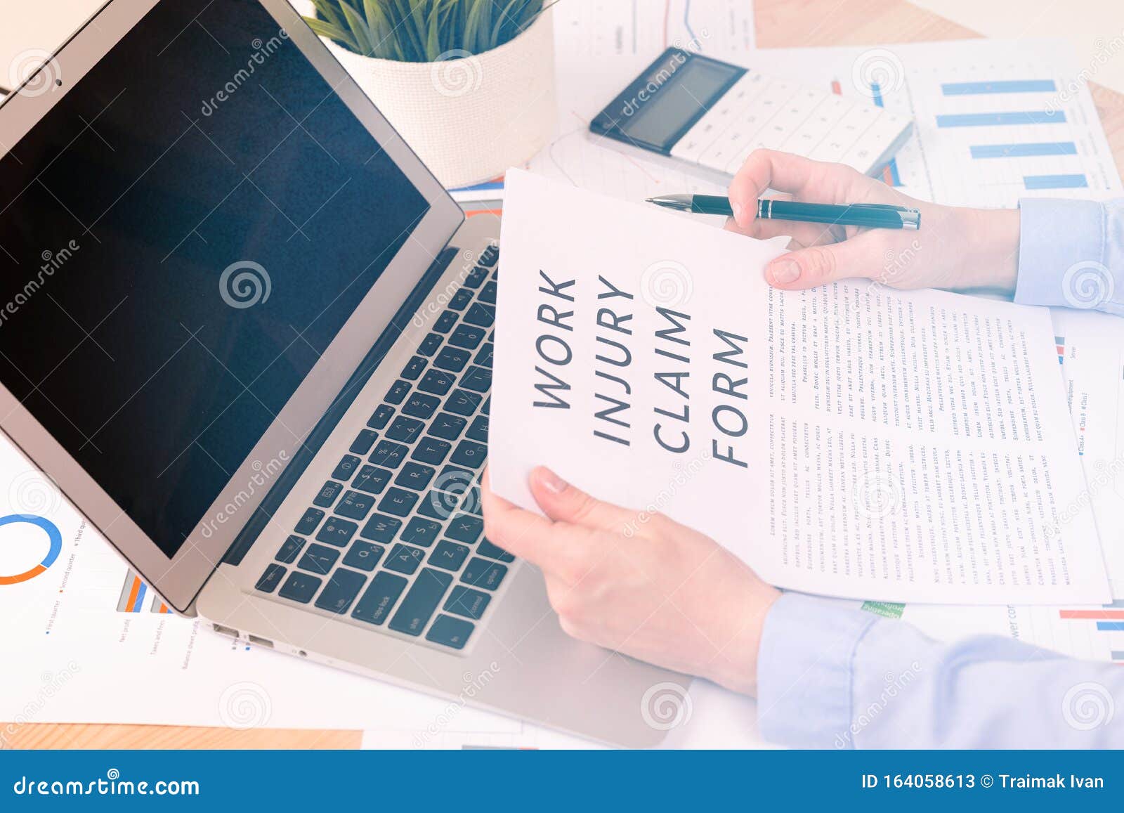 Work Injury Claim Form Concept, Documents on the Desktop Stock Image ...