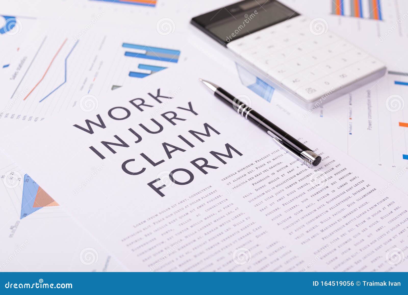 Work Injury Claim Form Concept, Documents on the Desktop Stock Photo ...