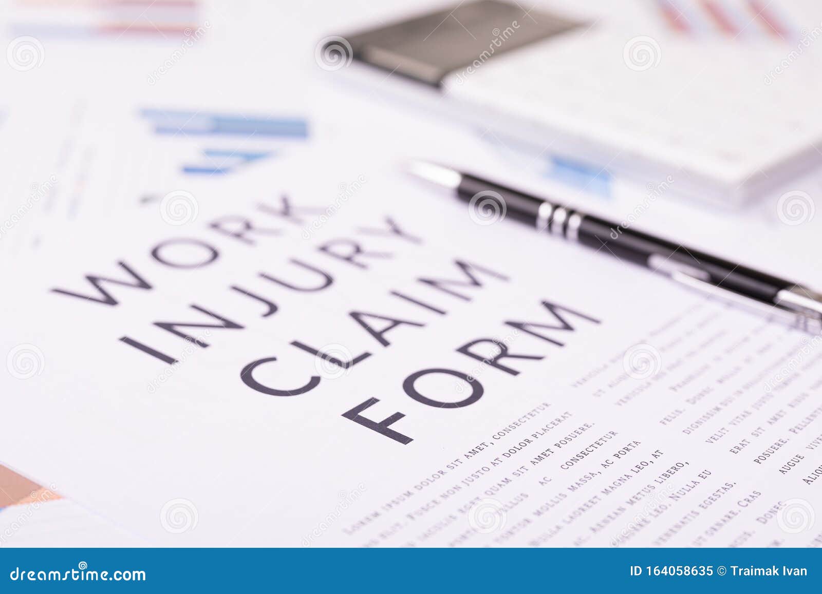 Work Injury Claim Form Concept, Documents on the Desktop Stock Image ...