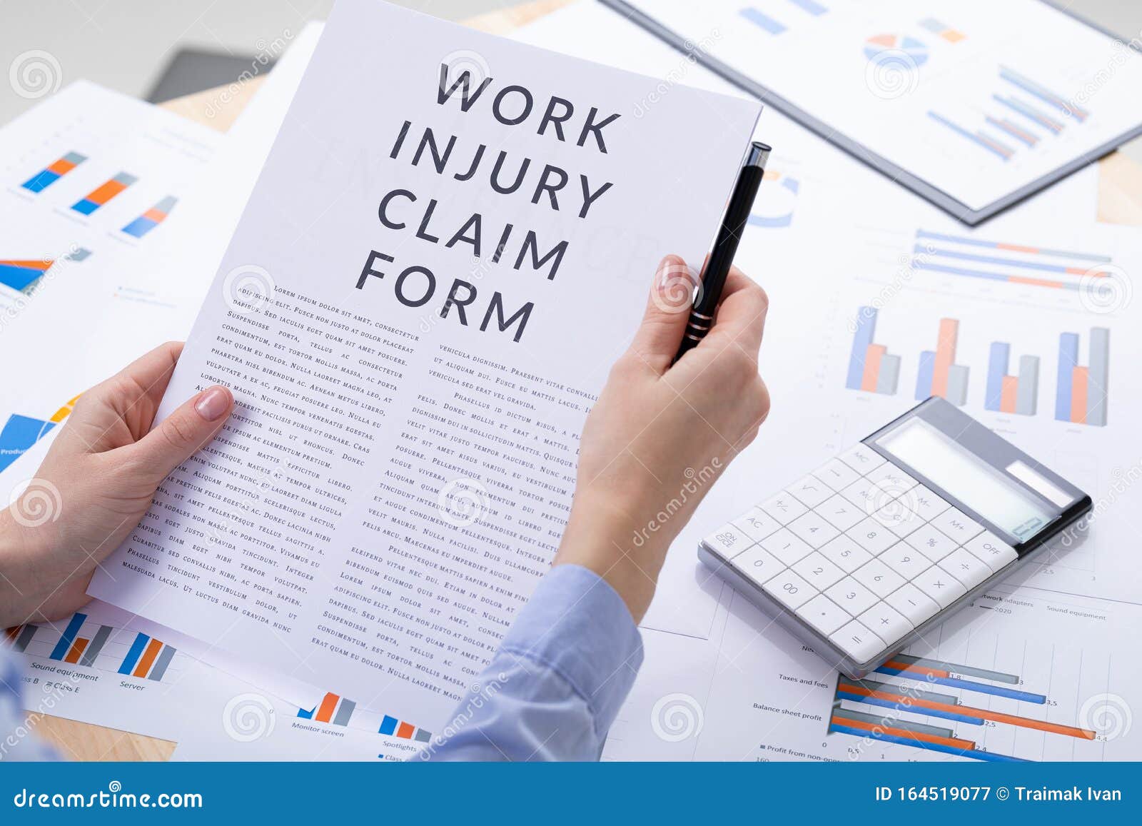 Work Injury Claim Form Concept, Documents on the Desktop Stock Image ...