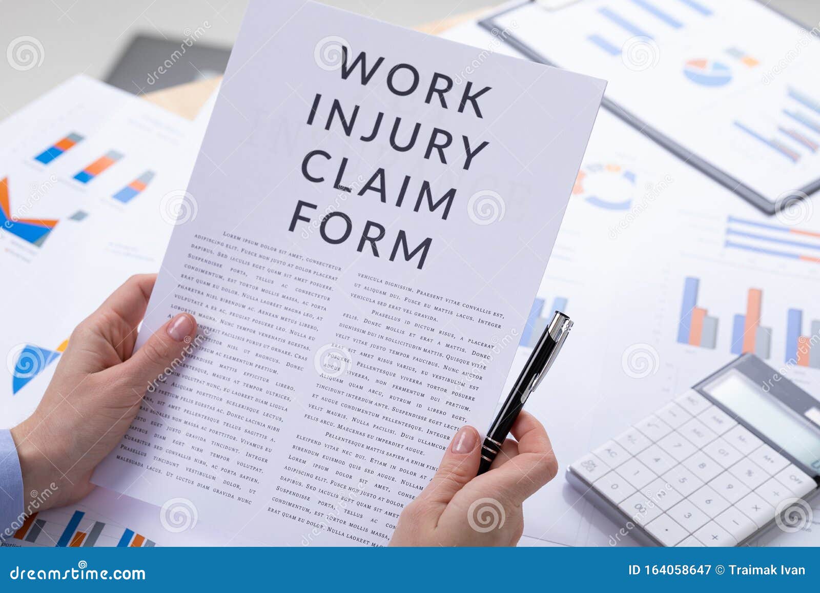 Work Injury Claim Form Concept, Documents on the Desktop Stock Image ...