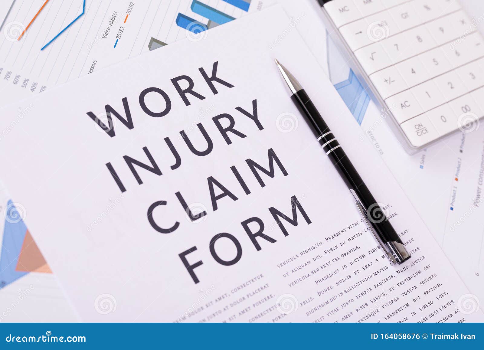 Work Injury Claim Form Concept, Documents on the Desktop Stock Photo ...